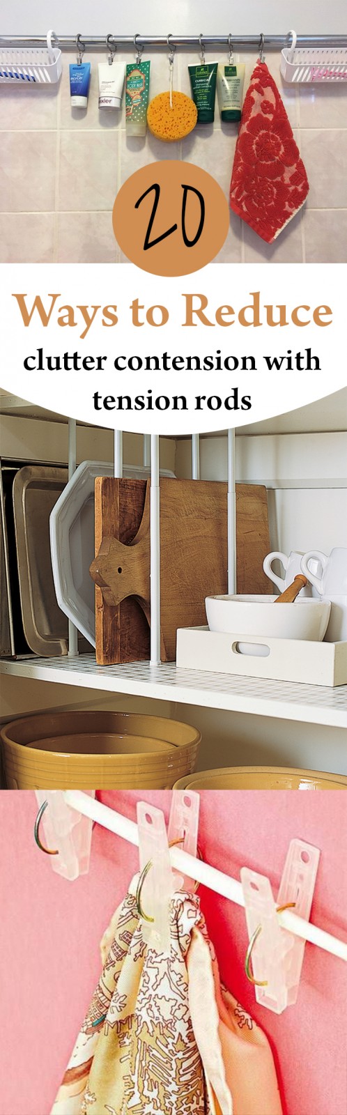 20 Ways to Reduce Clutter Contension with Tension Rods - Wrapped in Rust