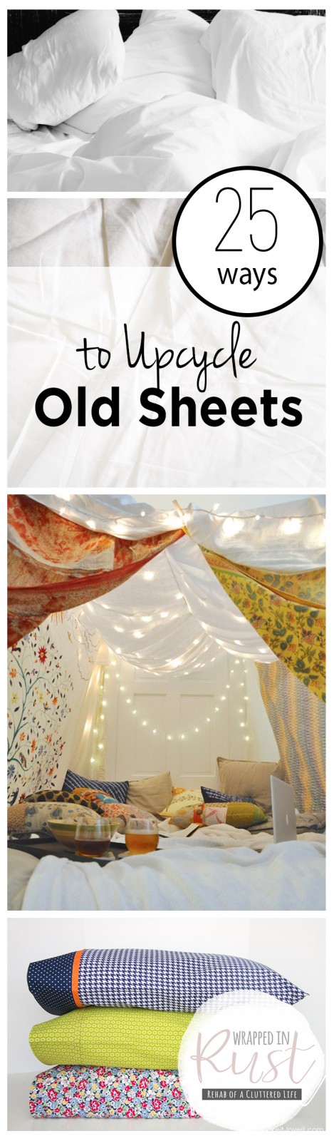 25 Ways to Upcycle Old Sheets - Wrapped in Rust